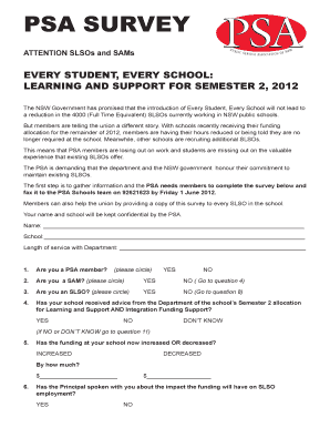 Fillable Online PSA SURVEY Fax Email Print - pdfFiller
