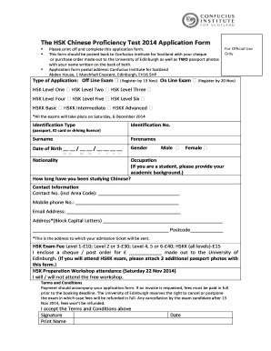 Fillable Online confuciusinstitute ac The HSK Chinese Proficiency Test ...
