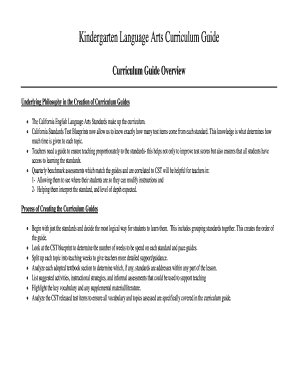 Fillable Online Kindergarten Language Arts Curriculum Guide Fax Email ...