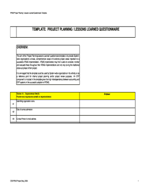 Fillable Online IPSAS Project Planning / Lessons Learned Questionnaire ...