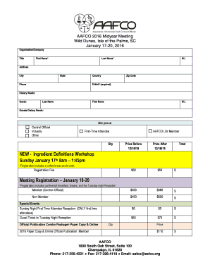 Fillable Online aafco AAFCO 2016 Midyear Meeting Wild Dunes Isle of the Palms Fax Email Print ...