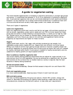 Fillable Online A guide to vegetarian eating Fax Email Print - pdfFiller