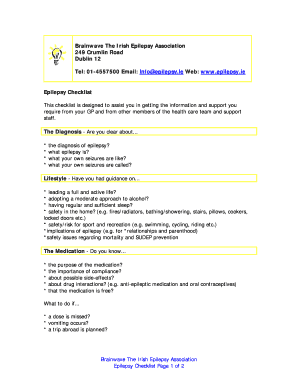 Fillable Online Epilepsy Checklist Fax Email Print - pdfFiller