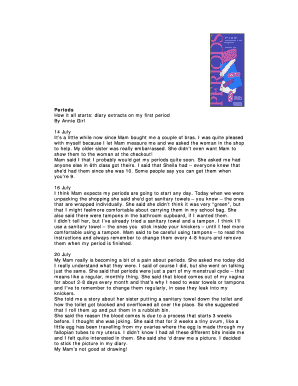 Fillable Online How it all starts: diary extracts on my first period ...