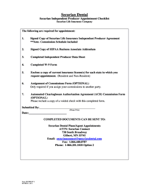 Fillable Online Securian Dental Securian Independent Producer ...