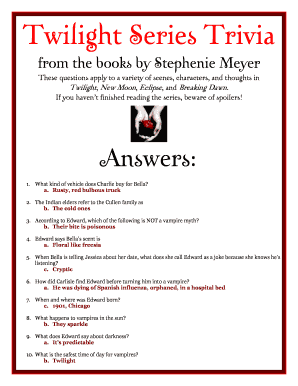 Fillable Online Twilight Series Trivia Fax Email Print - pdfFiller