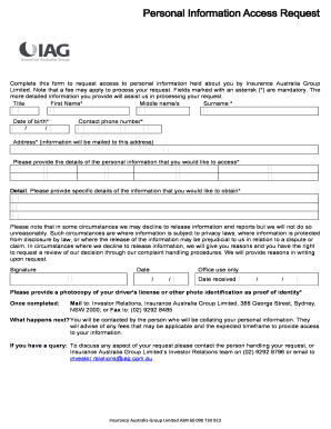 Fillable Online Personal Information Access Request Form IAGL V1 06 ...