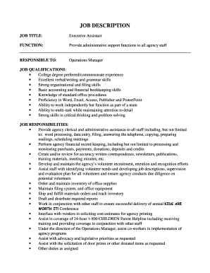 Fillable Online Executive Assistant Job Description NEWdoc Fax Email ...