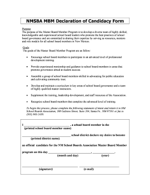 Fillable Online NMSBA MBM Declaration of Candidacy Form Fax Email Print ...