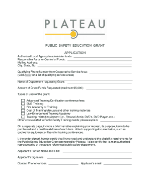 Fillable Online PUBLIC SAFETY EDUCATION GRANT REQUIREMENTS Fax Email ...