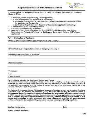 Fillable Online Application for Funeral Parlour Licence - neagovsg Fax ...