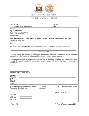Fillable Online tariffcommission gov TC Form 1-a Fax Email Print ...