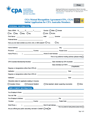 Fillable Online Cpa cpa australia mra initial application form Fax ...