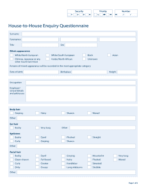 Fillable Online House-to-House Enquiry Questionnaire - College of ...