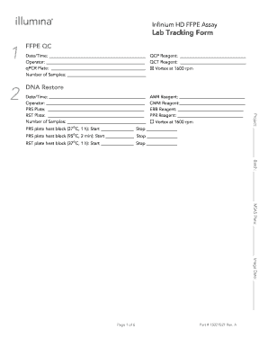 Fillable Online Infinium HD FFPE Assay Lab Tracking Form - Illumina Fax ...