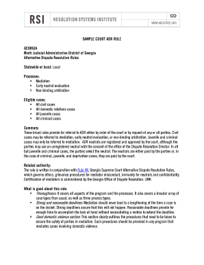 Fillable Online courtadr SAMPLE COURT ADR RULE Mediation Fax Email ...