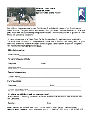 Fillable Online azdressage ADA Nimbus Travel Grant application Fax ...