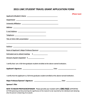 Fillable Online Student Travel Grant Guidelines Fax Email Print - pdfFiller