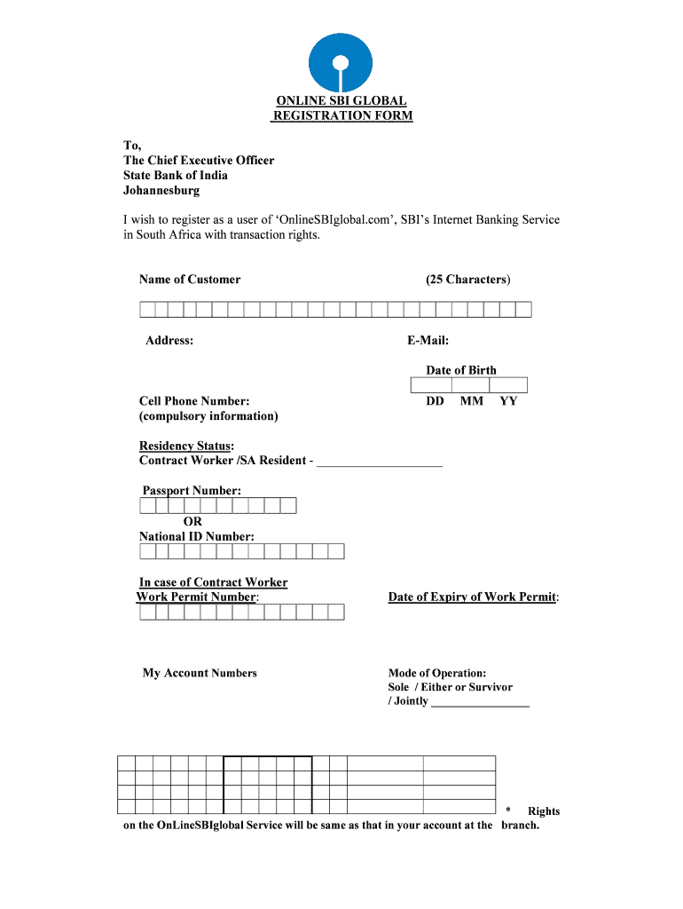 Fillable Online Online Banking REGISTRATION FORM - bonlinesbiglobalcomb ...