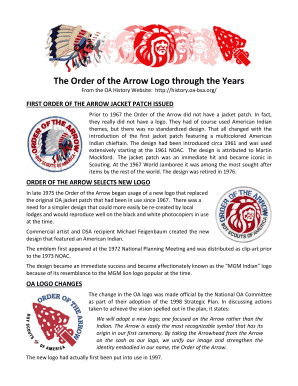 Fillable Online The Order of the Arrow Logo through the Years Fax Email ...
