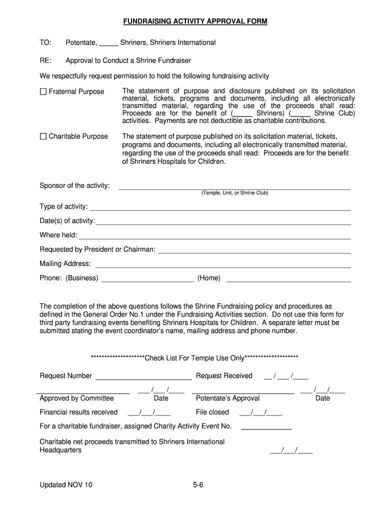 Fillable Online oasisshriners FUNDRAISING ACTIVITY APPROVAL FORM - Oasis Shriners Fax Email ...