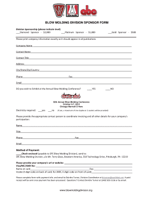 Fillable Online blowmoldingdivision BLOW MOLDING DIVISION SPONSOR FORM ...
