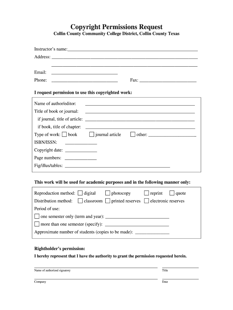 Fillable Online inside collin Copyright Permissions Request - inside ...