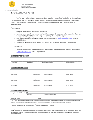 Fillable Online Pre Approval Form - K12 International Fax Email Print ...