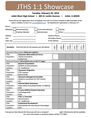 Fillable Online jths Showcase registrationpdf Fax Email Print - pdfFiller