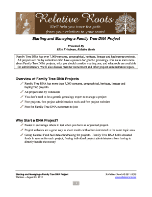 Fillable Online Starting and Managing a Family Tree DNA Project Fax ...