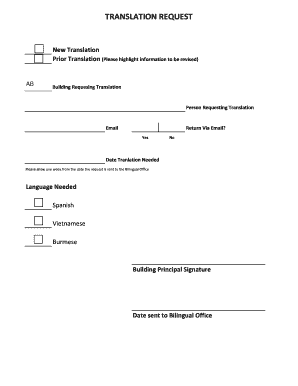 Fillable Online TRANSLATION REQUEST - gckschoolscom Fax Email Print ...