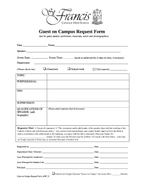Fillable Online stfrancishs Guest on Campus Request Form - St Francis ...