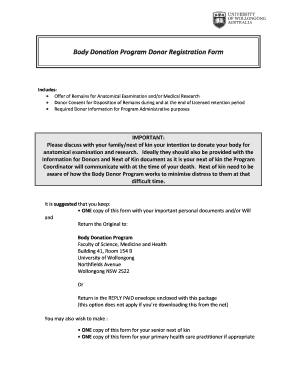 Body Donation Form - Fill Online, Printable, Fillable, Blank | pdfFiller