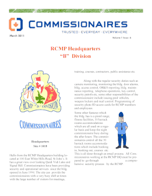 Fillable Online commissionaires nl RCMP Headquarters B Division ...