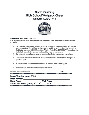 Fillable Online North Paulding High School Wolfpack Cheer Fax Email ...