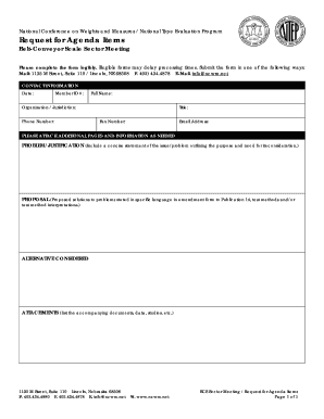 Fillable Online Request for Agenda Items - ncwmnet Fax Email Print ...