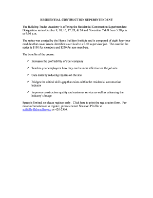 Fillable Online RESIDENTIAL CONTRUCTION SUPERINTENDENT Fax Email Print ...