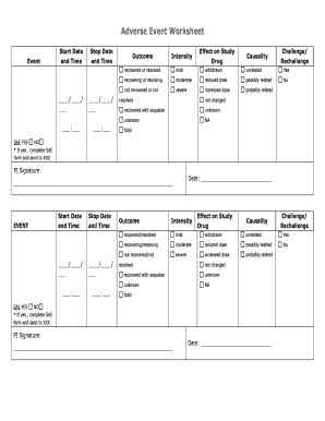Fillable Online medschool duke Adverse Event Worksheet ...