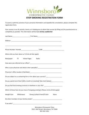 Fillable Online STOP SMOKING REGISTRATION FORM - Perfect Patients Fax ...