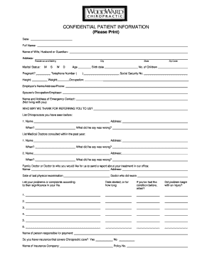 Fillable Online CONFIDENTIAL PATIENT INFORMATION Please Print Fax Email ...