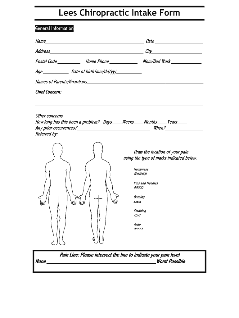 Fillable Online Lees Chiropractic Intake Form Fax Email Print - pdfFiller