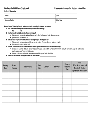 Fillable Online RTI Student Action Plan Form - sheffieldk12ohus Fax ...