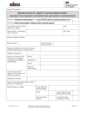 Fillable Online DEPRIVATION OF LIBERTY SAFEGUARDS FORM 1 Fax Email ...