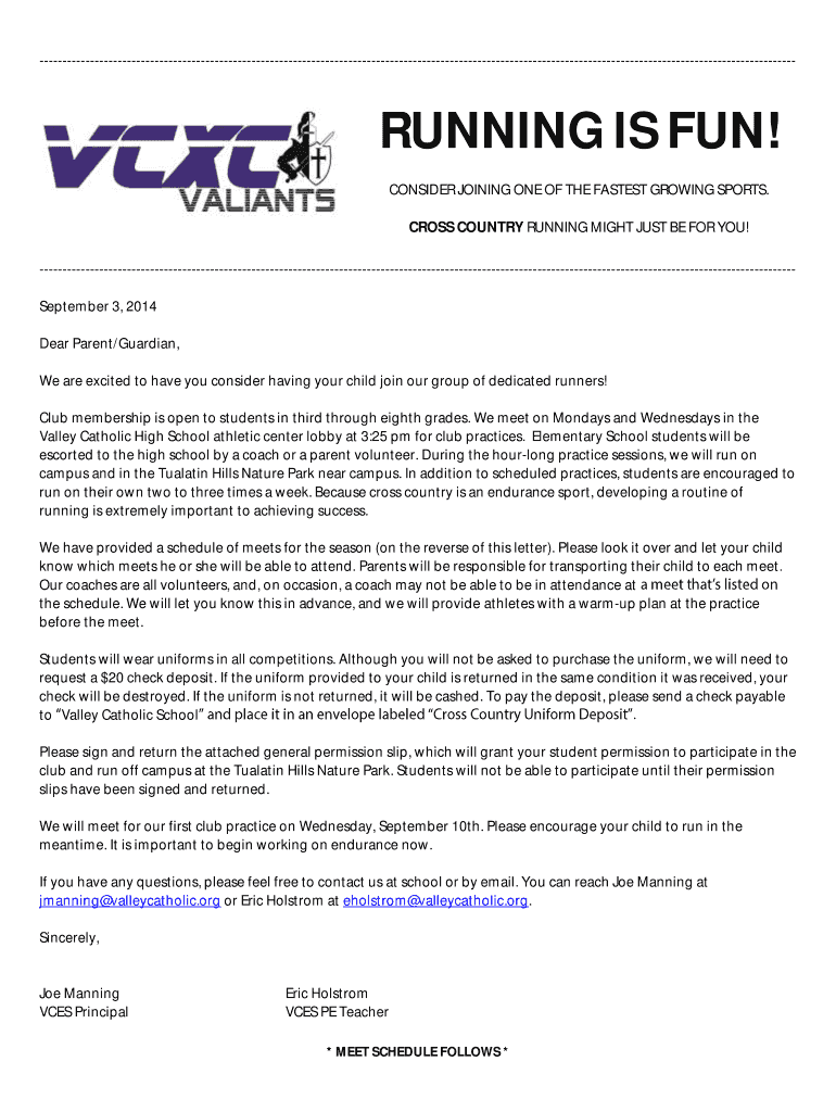 Fillable Online RUNNING IS FUN Fax Email Print - pdfFiller
