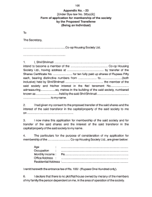 Fillable Online Appendix No - 23 Form of application for membership of ...