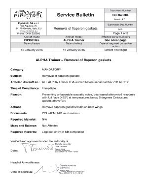 Fillable Online Service Bulletin SB-162-004 PIPISTREL ALPHA Fax Email Print - pdfFiller