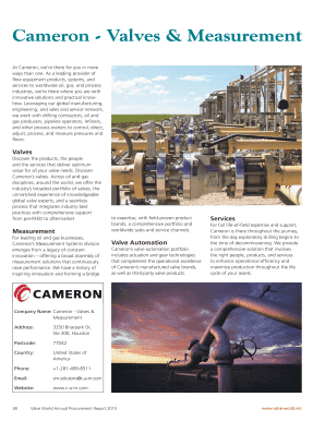 Fillable Online Cameron - Valves Measurement - Valve World Fax Email ...