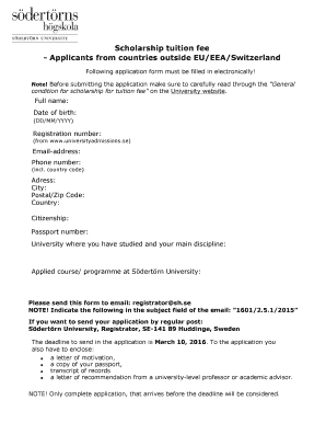 Fillable Online sh Tuition fee waiver - application Fax Email Print ...