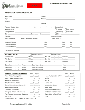 Fillable Online Garage Application 0309.doc Fax Email Print - pdfFiller