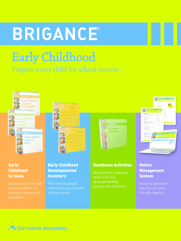 Fillable Online BRIGANCE Early Childhood Brochure BRIGANCE Early ...